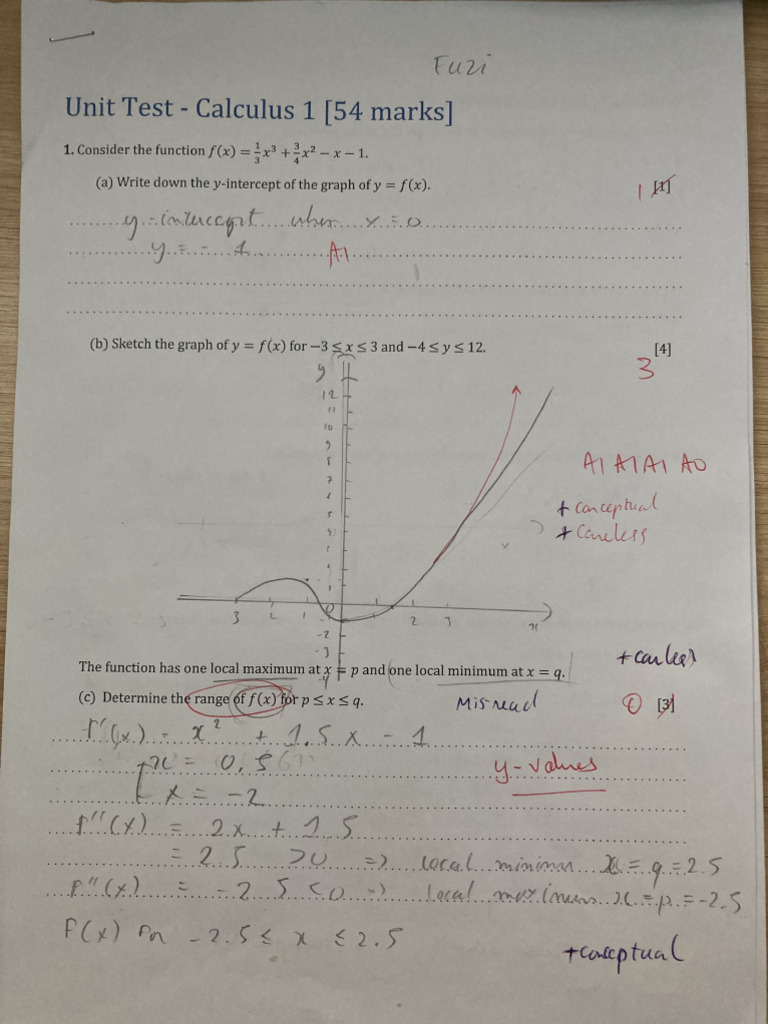 Unit Test Calculus 1 | PDF
