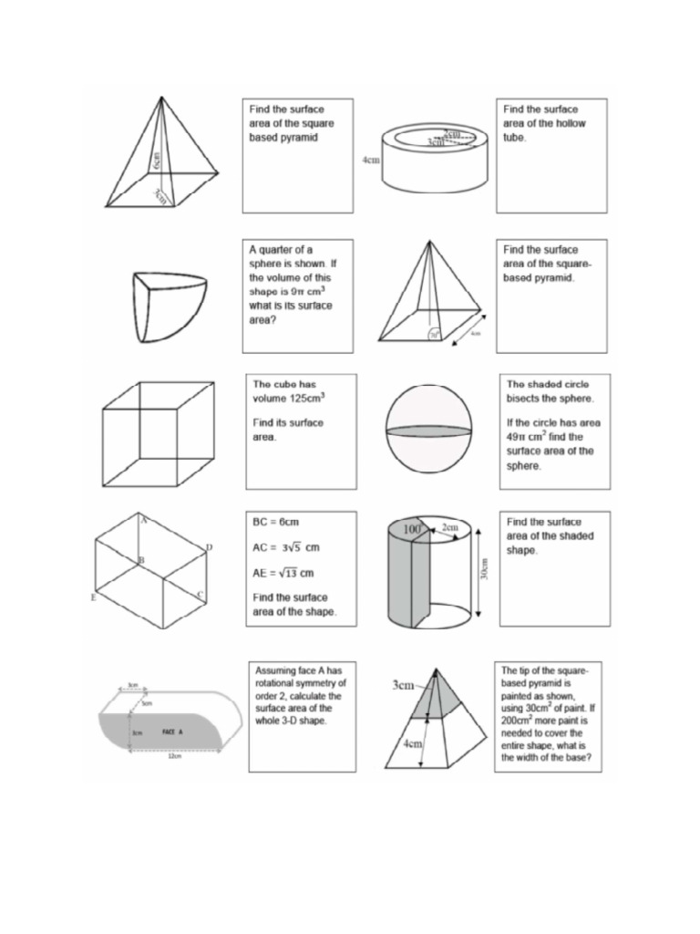 Homework - SA and Volumes | PDF