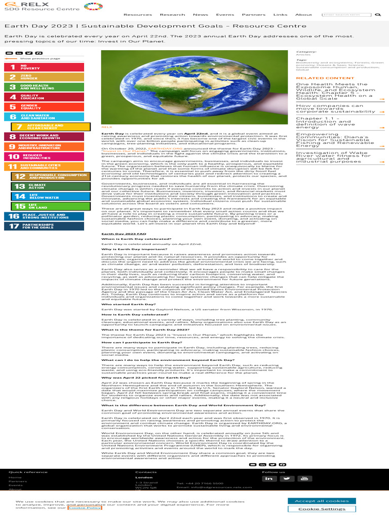 Earth Day 2023 Sustainable Development Goals - Resource Centre ...