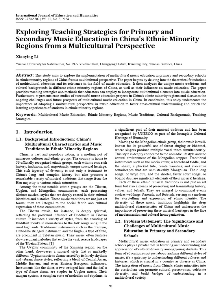Multicultural Music Education in China | PDF | Multiculturalism ...