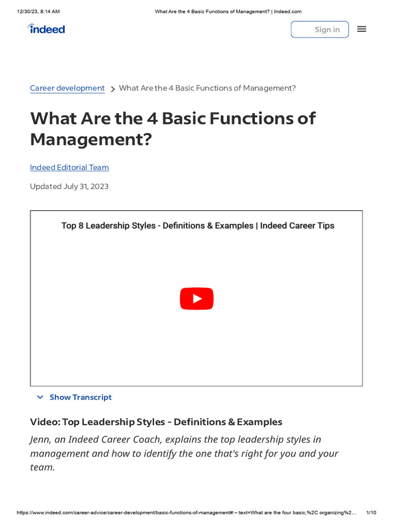 What Are The 4 Basic Functions of Management | PDF | Leadership | Goal