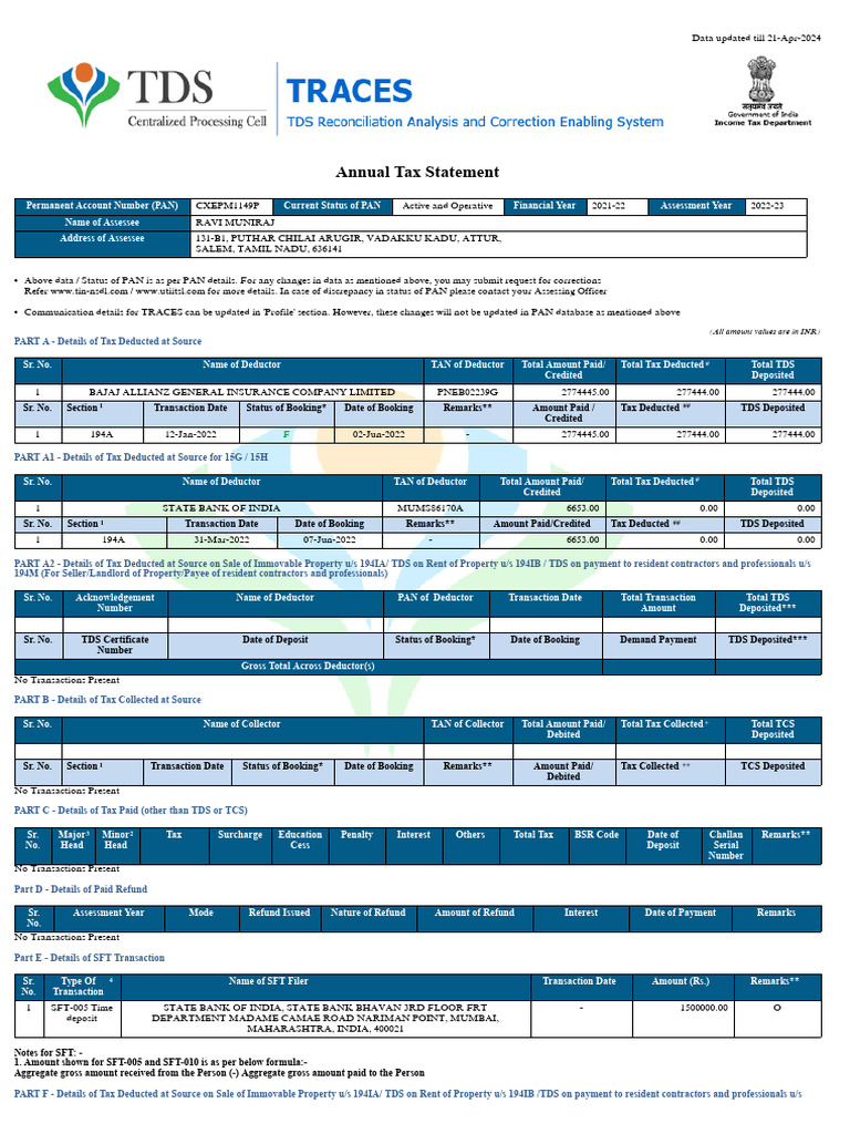 Annual Tax Statement | PDF | Taxes | Payments