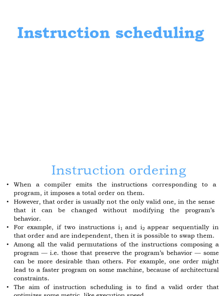 41 Instruction Scheduling And Software Pipelining 19112024 Pdf Computing Computer Science