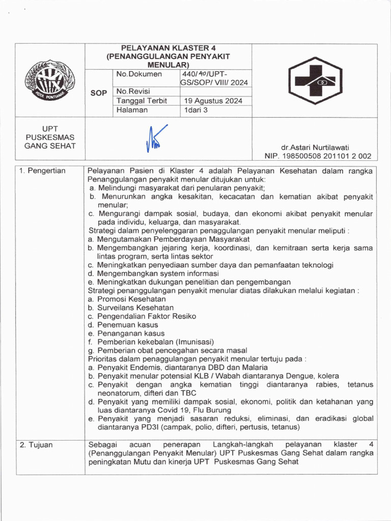 Sop Pelayanan Klaster 4 | PDF