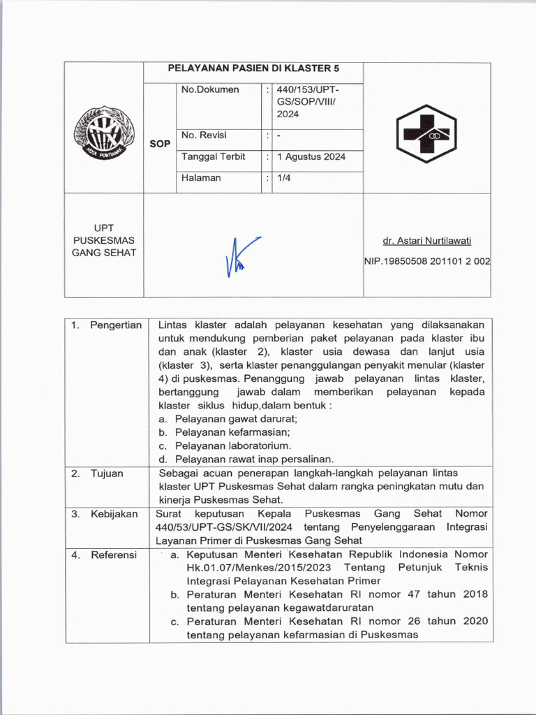 Sop Pelayanan Klaster 5 | PDF