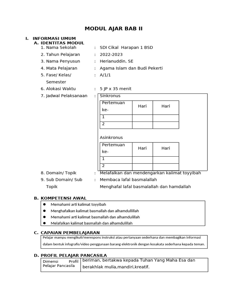 MODUL AJAR BAB III | PDF
