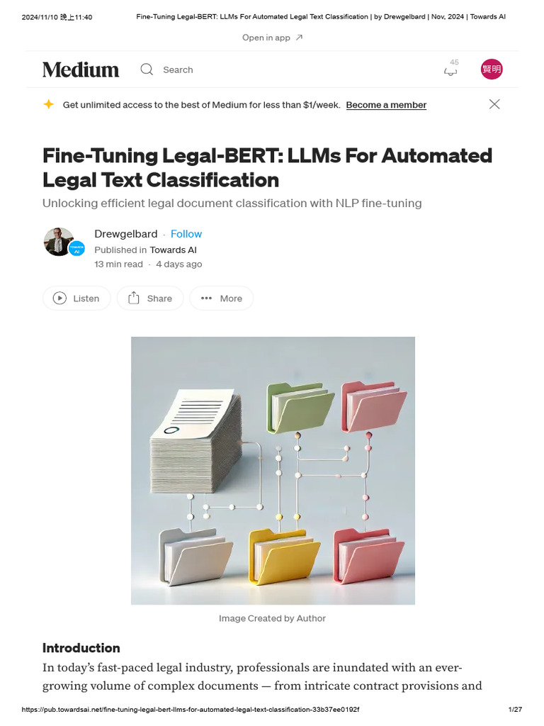 Fine-Tuning Legal-BERT - LLMs For Automated Legal Text Classification - by Drewgelbard - Nov ...