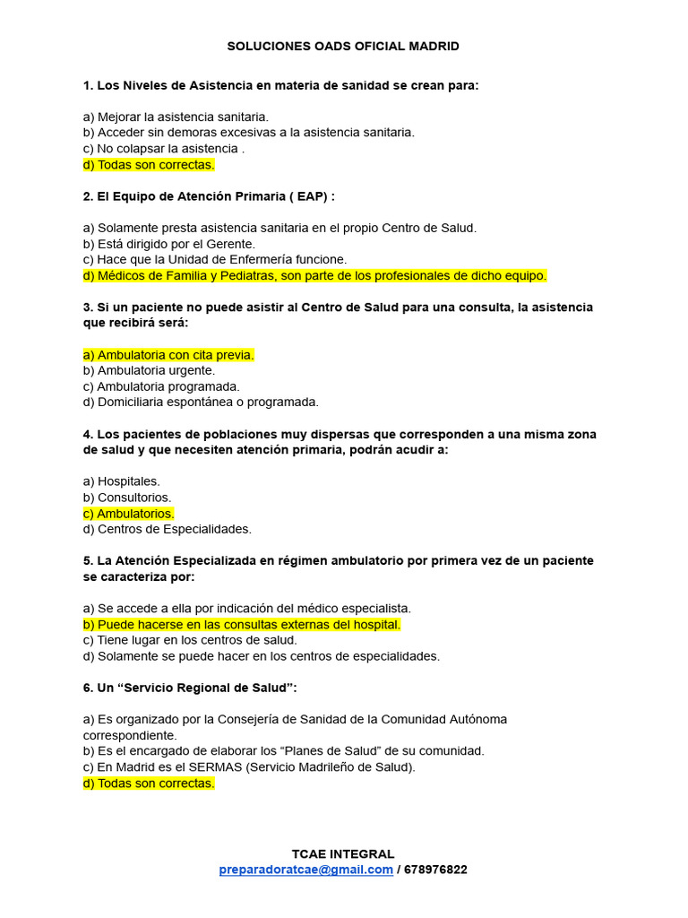 SOLUCIONES OADS OFICIAL MADRID (1) | PDF | Hospital | Historial médico
