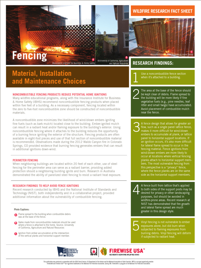 Fencing - Firewise Fact Sheets | PDF | Combustion | Wildfire