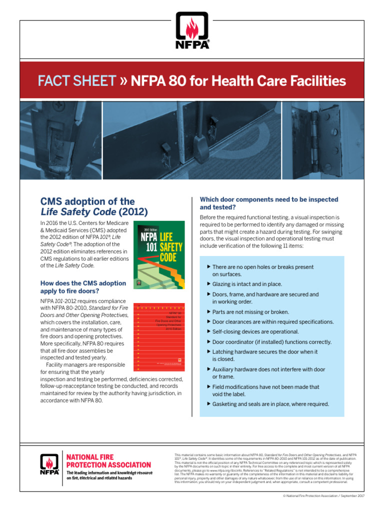 NFPA80 HealthCare - FactSheet | PDF | Safety
