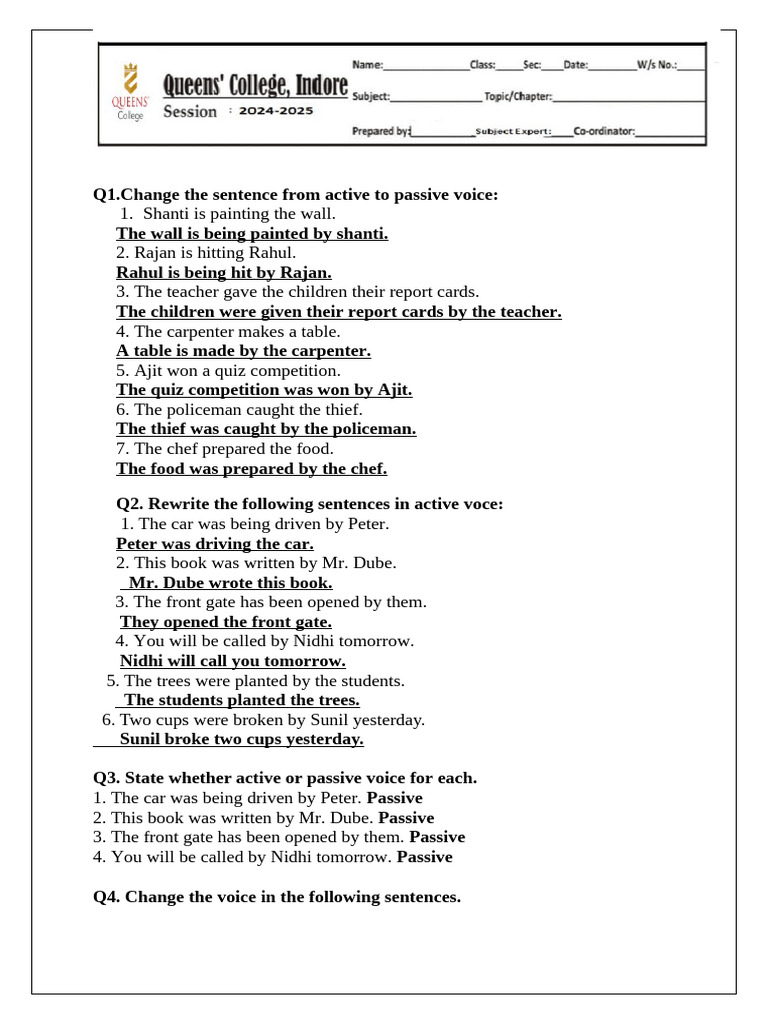 L-6 Grammar + Writing Skills (Ans Key) | PDF