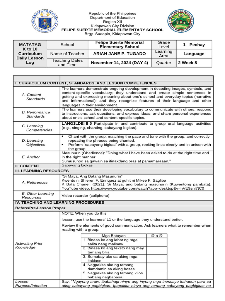 Q2 Daily LP Week 8 Day 4 | PDF | Learning | Vocabulary