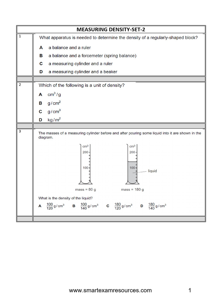 1.4.1 Measuring Density Set 2 QP | PDF