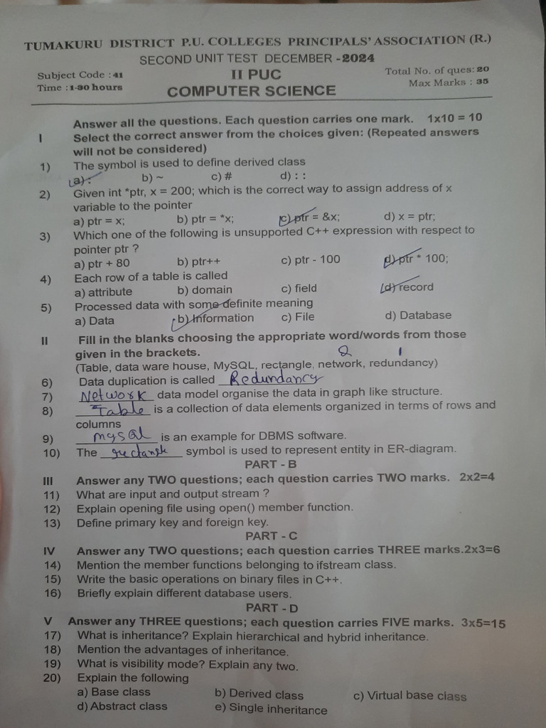 CS test paper | PDF | Databases | Pointer (Computer Programming) CS test paper | PDF | Databases | Pointer (Computer Programming)