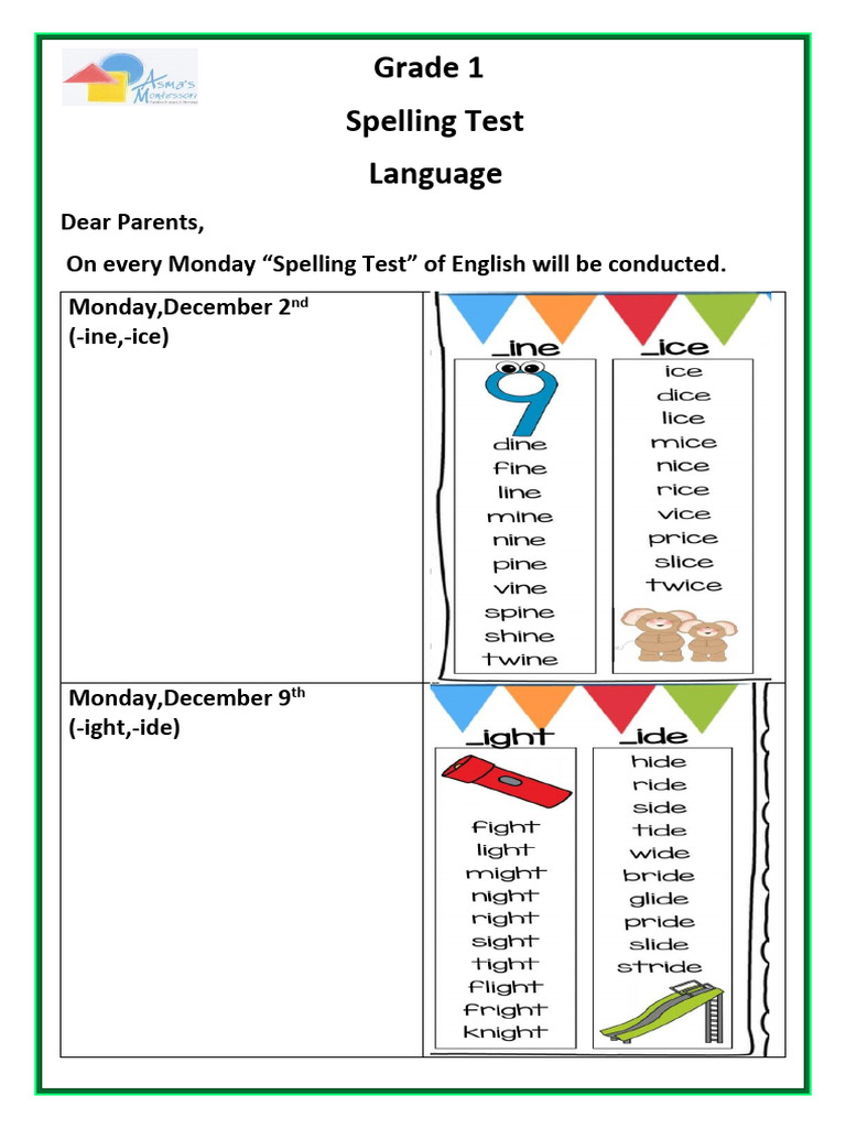 Spelling Test DEC '24 | PDF