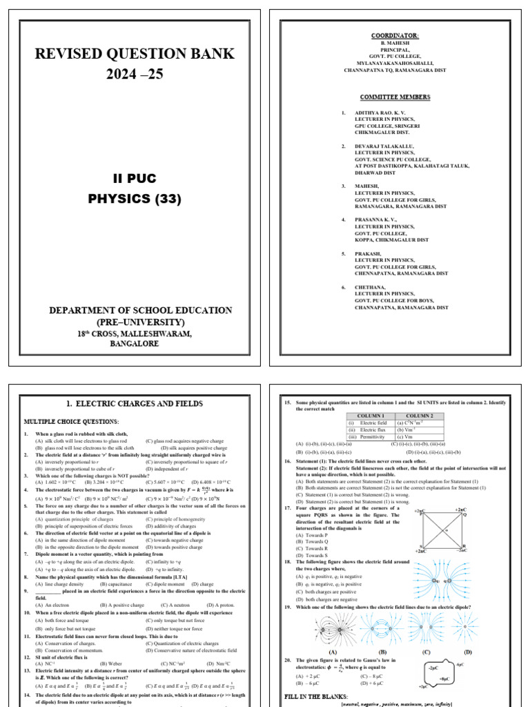 II PUC Physics-QB-24-25 | PDF | Electrical Resistivity And Conductivity | Capacitance