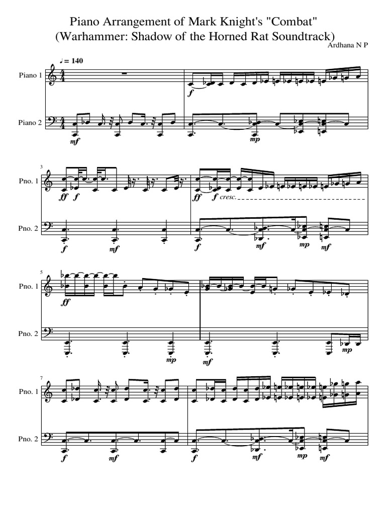 Piano Arrangement: "Combat" from Warhammer | PDF