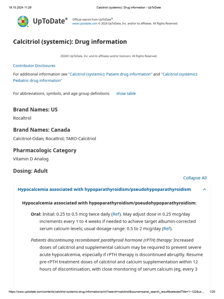 Calcitriol (Systemic) - Drug Information - UpToDate | PDF | Vitamin D ...