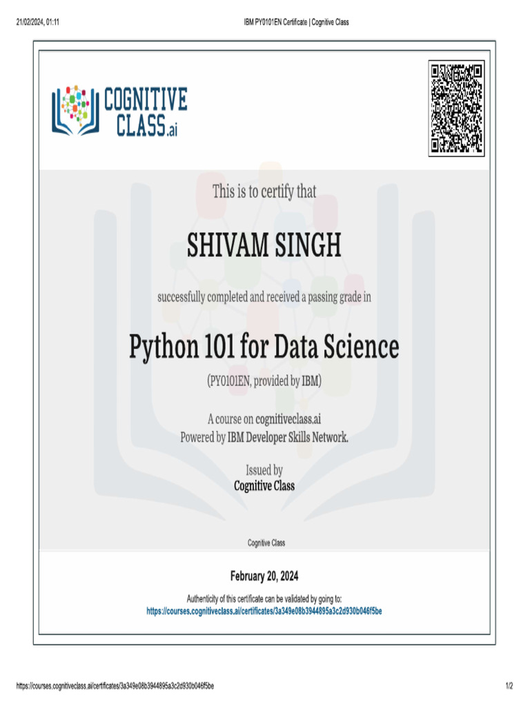 Shivam Certificate | PDF
