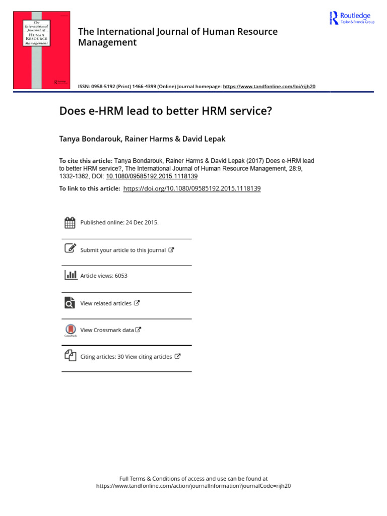 Does e HRM Lead To Better HRM Service | PDF