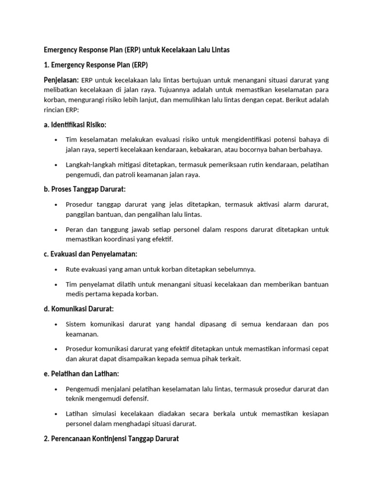 Emergency Response Plan (ERP) Dan Emergency Drill Serta Skenario ...