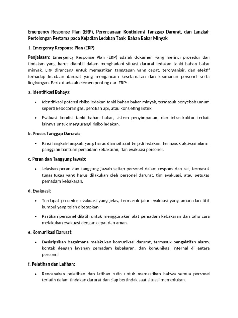 Contoh Rencana Tanggap Darurat ERP | PDF