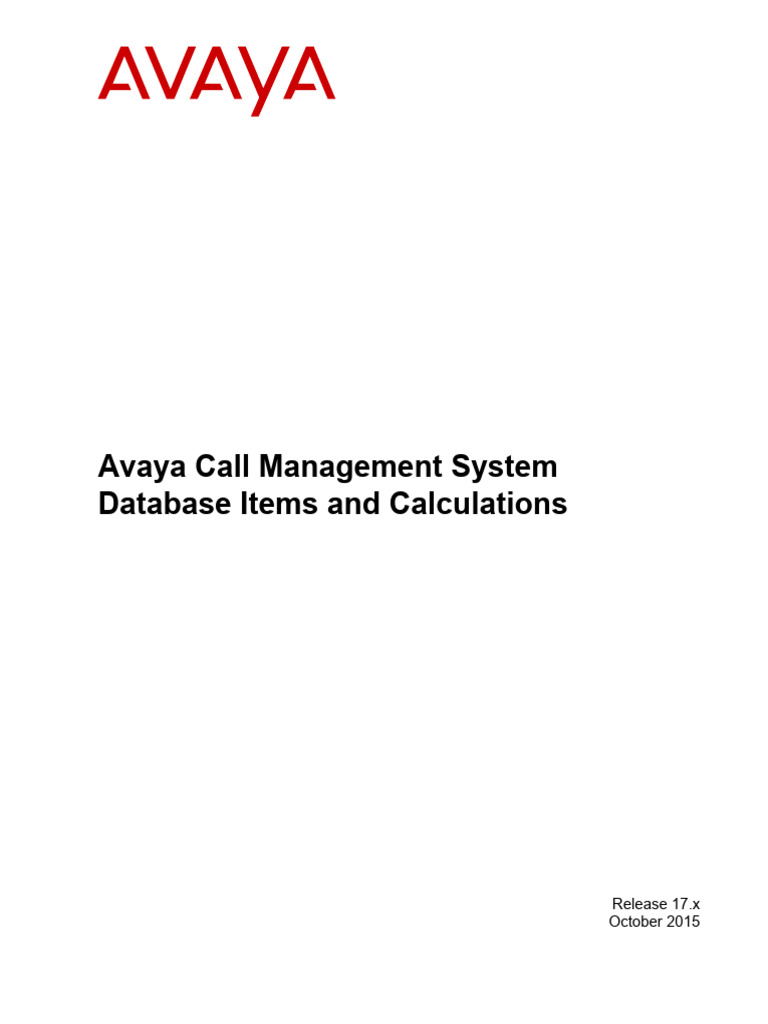 Avaya Call Management System Database Items and Calculations | PDF ...