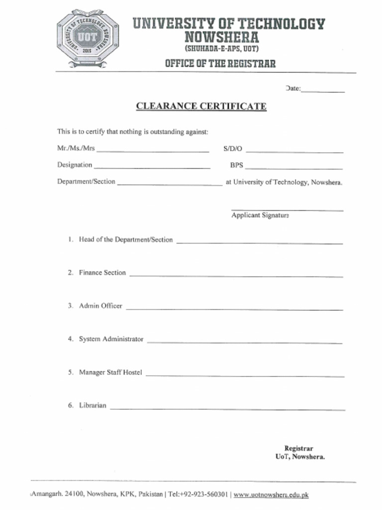 Staff Clearance Form | PDF