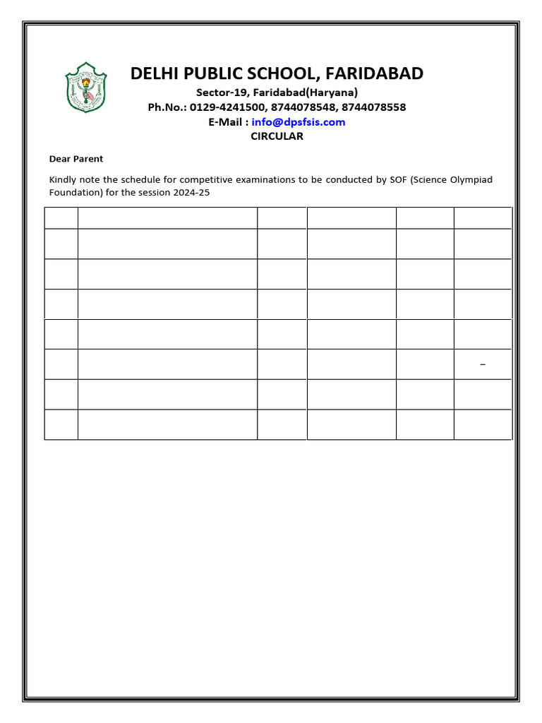 Circular for SOF 2024-25 | PDF
