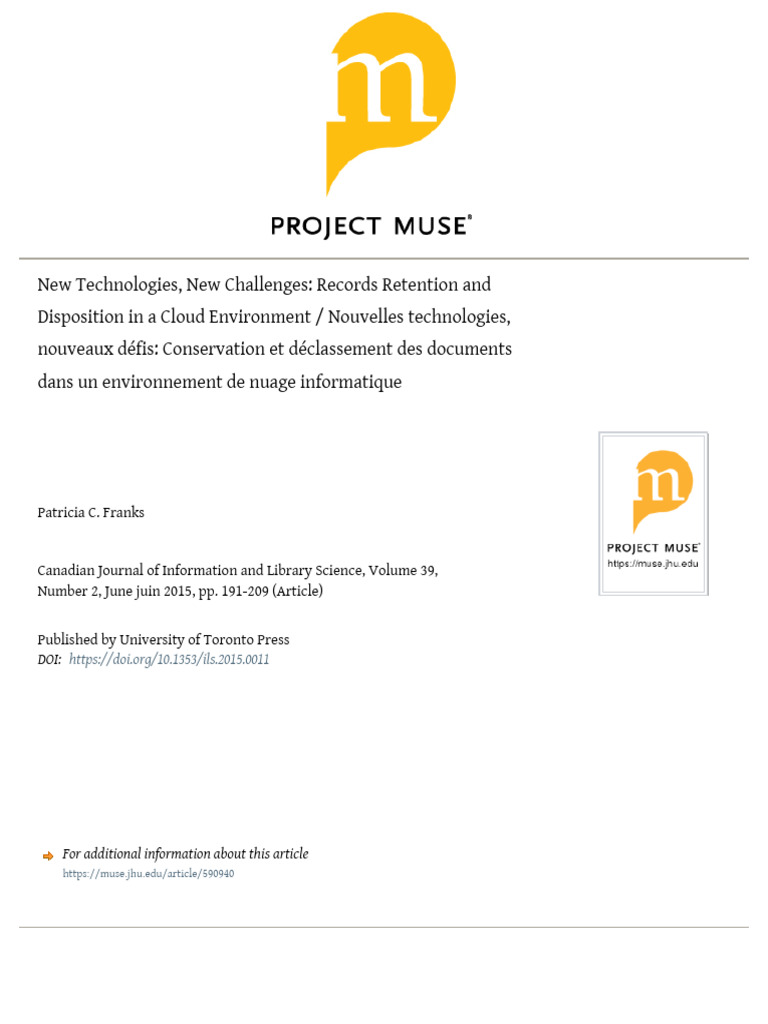 Project Muse 590940 | PDF | Records Management | Cloud Computing