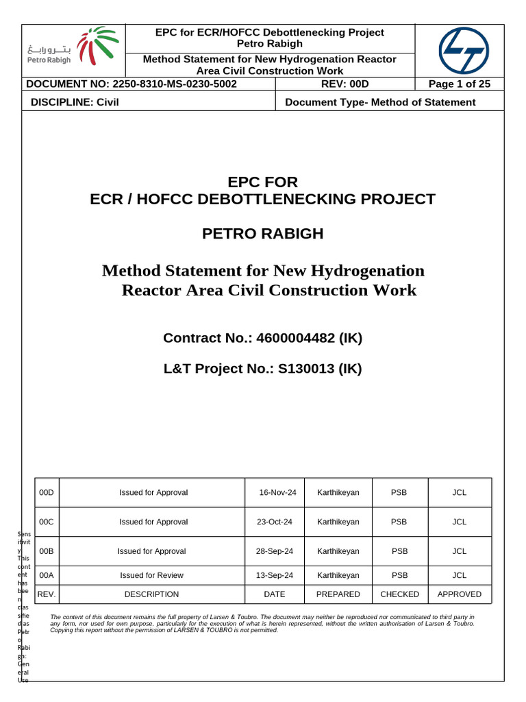 Methods of Statement For Reactor Foundation 00D | PDF | Concrete