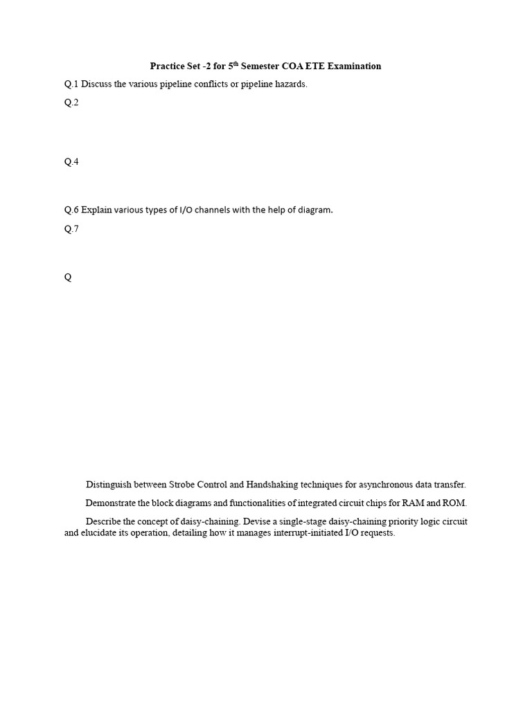 COA ETE Exam Practice Set for 5th Semester | PDF | Cpu Cache | Computer ...