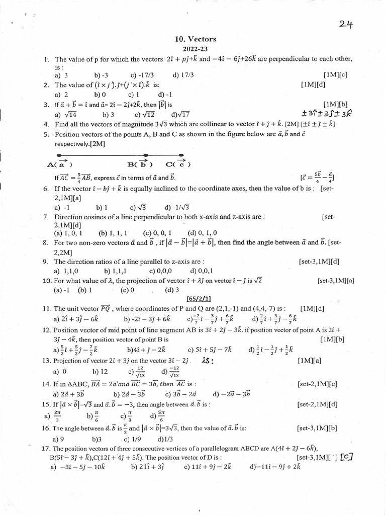 VECTOR AND 3-D PYQs | PDF