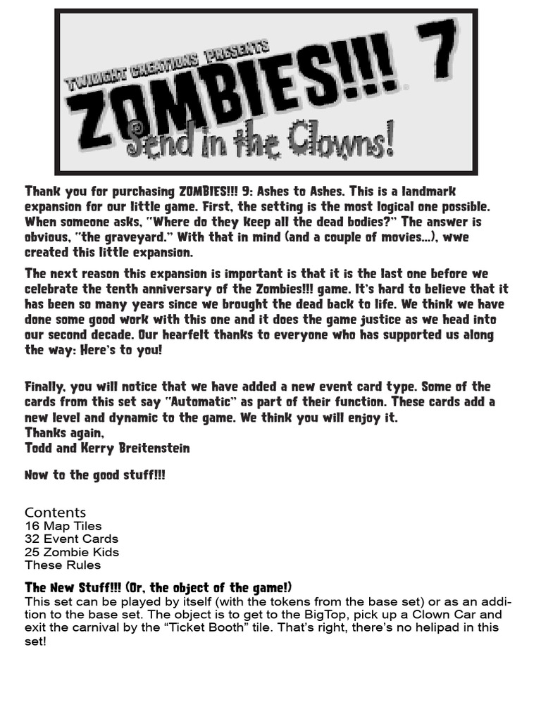 Zombies 7 Rules | PDF