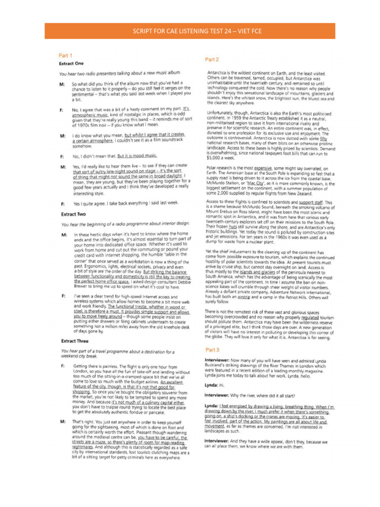 Script For CAE Listening Test 24 | PDF