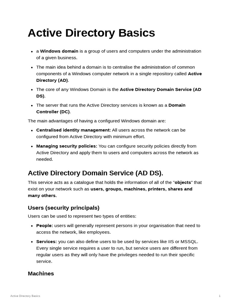 Active Directory Basics 1700412159 | PDF | Active Directory | Group Policy