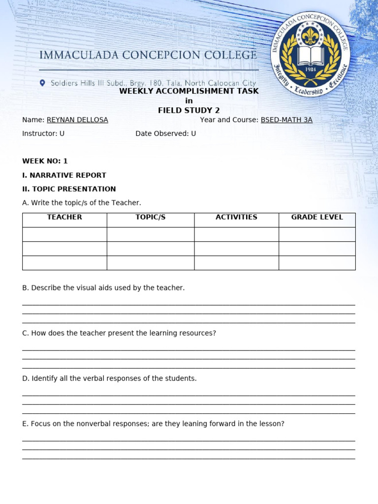 Reynan Dellosa - Fs2 Weekly Reflection | PDF | Teachers | Behavior ...