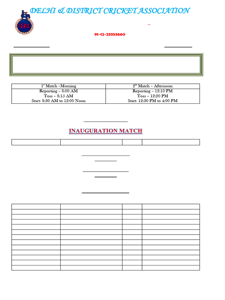 T-20 1st fixture | PDF