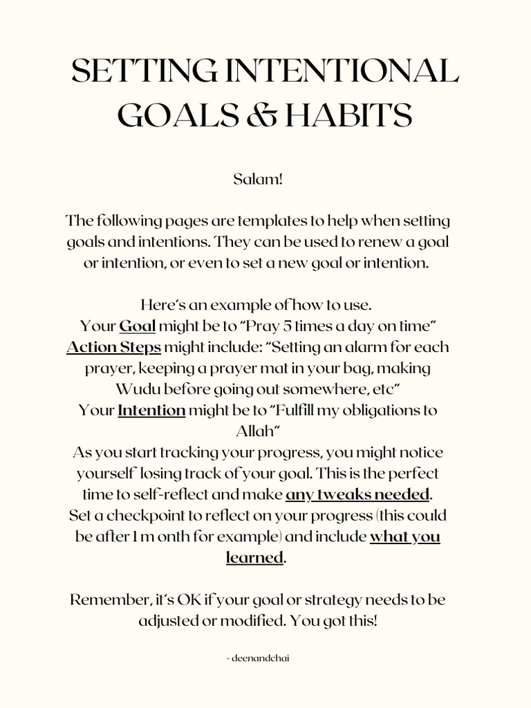 Intentional Goal Tracker | PDF