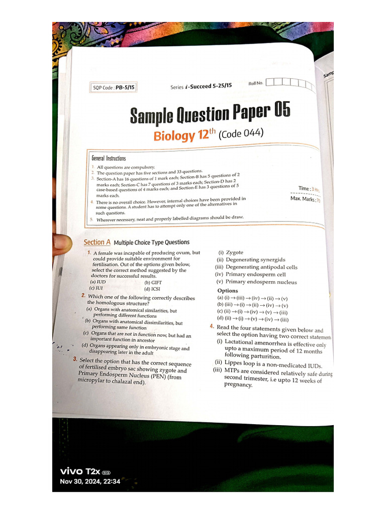 Biology Sample Paper | PDF
