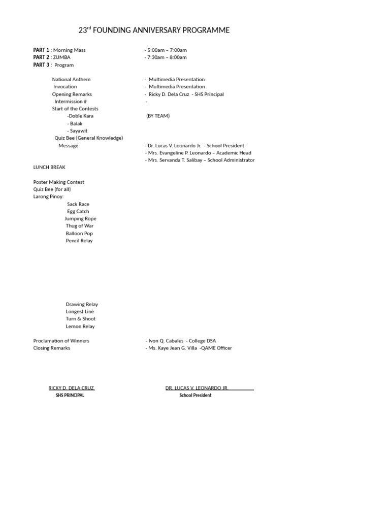 23rd FOUNDING ANNIVERSARY PROGRAMME | PDF