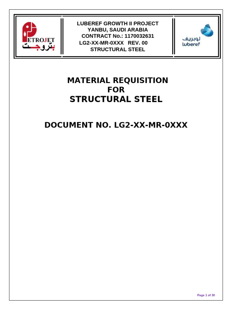 Lg2-A5-Mr-0095 R1 Structural Steel | PDF | Specification (Technical Standard) | Procurement