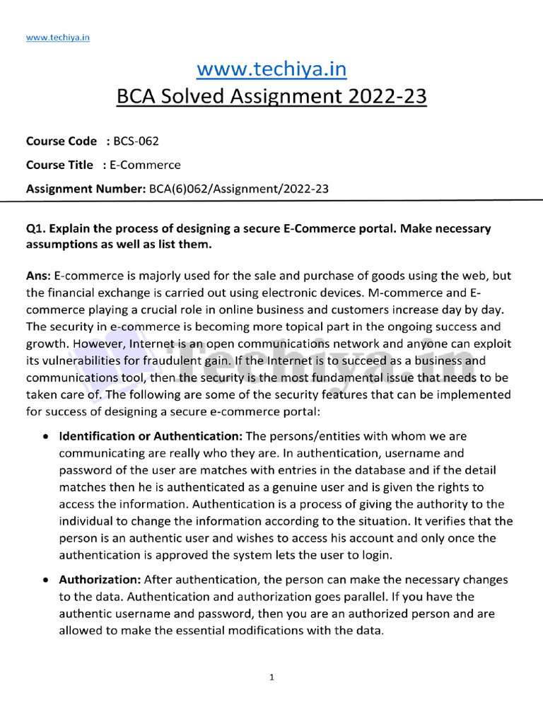 BCS 062 Solved Assignment 2022 23 Jcwhji | PDF