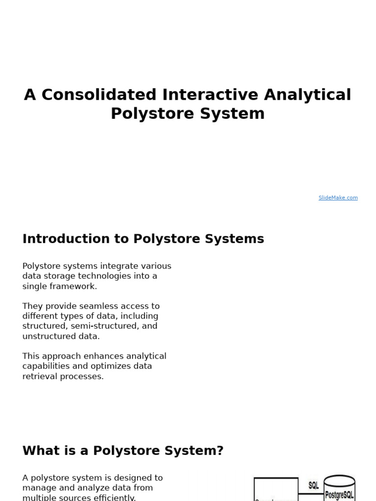 A Consolidated Interactive Analytical Polystore System | PDF | Analytics | Data