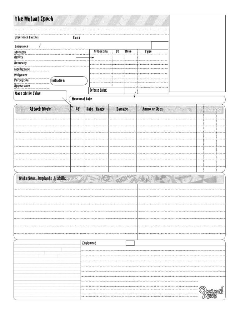 Mutant Epoch Quick Start Rules Maps Sheets and Handouts | PDF | Armour ...