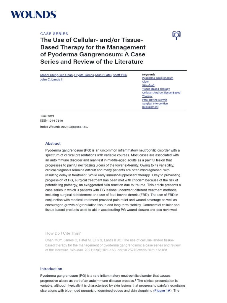 The Use of Cellular - and - or Tissue-Based Therapy For The Management ...