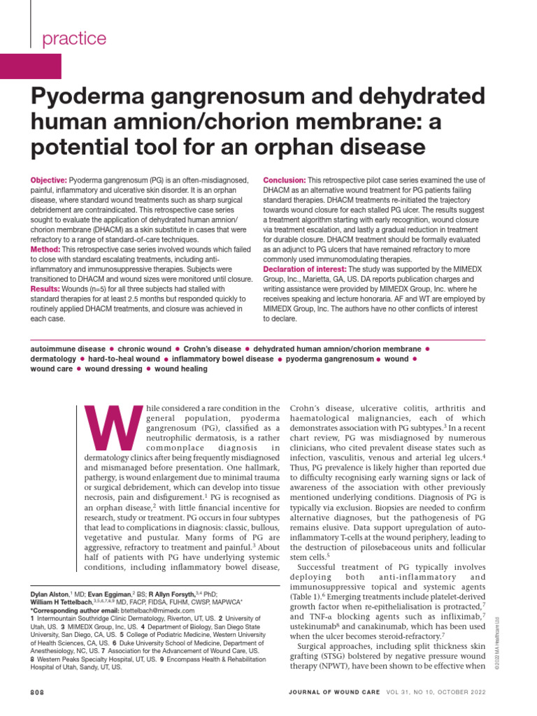 2022.- Alston D.- Pyoderma gangrenosum and dehydrated human amnion ...