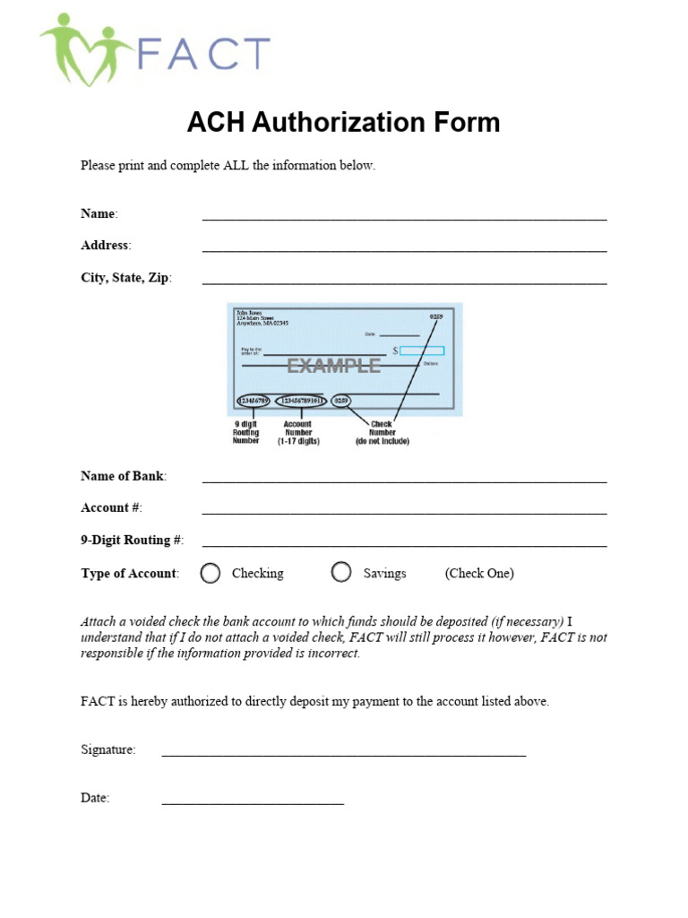ACH Deposit Authorization | PDF