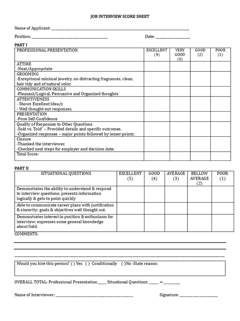Interview Rating Scale Form - 101614 | PDF