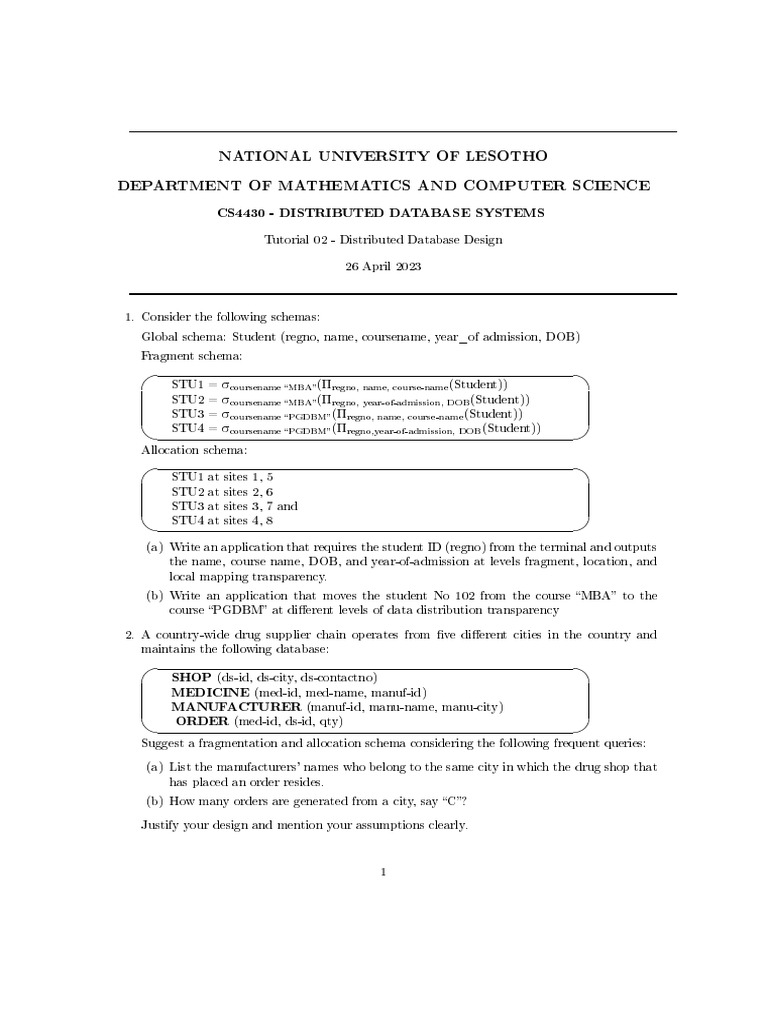 Tutorial 02 2023 | PDF | Databases | Database Schema